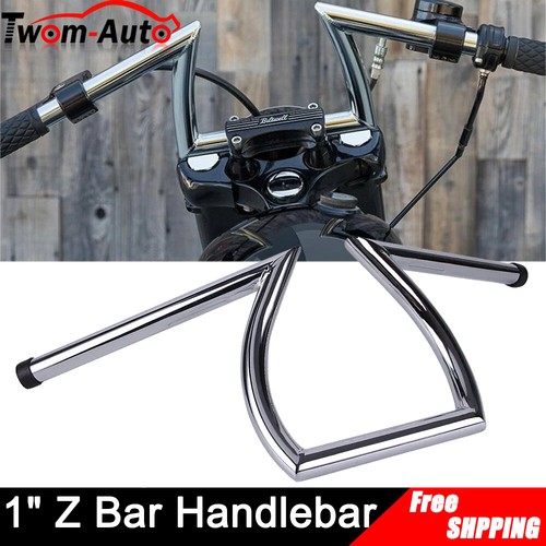 Chrome Drag 1" Z Bars Ape Hanger Motorcycle Handlebars For Harley ...