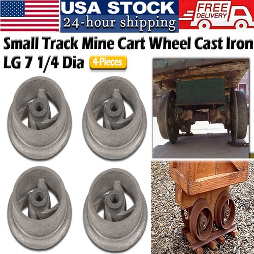 4Pcs Mining Ore Car Small Track Mine Cart Wheel Cast Iron 7 1/4 ...