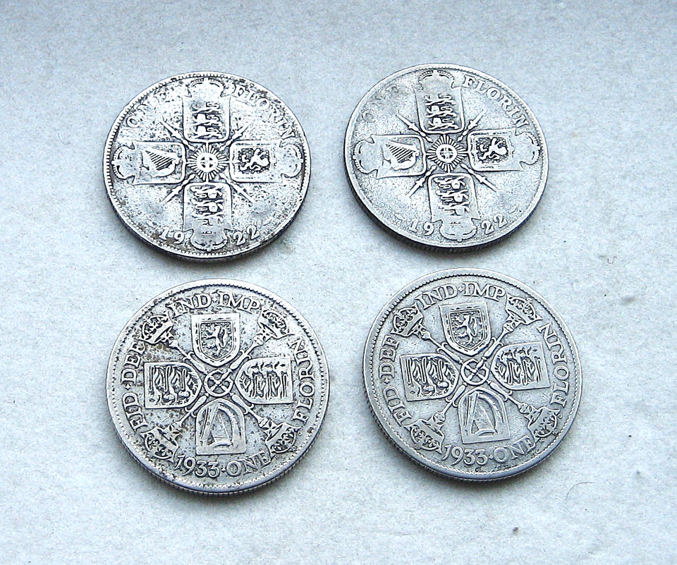 Four George V Silver Florin/Two Shilling Coins 1937-1943 | eBay UK