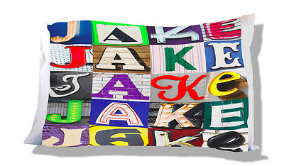 JAKE Personalized Pillowcase featuring the name in photos of sign ...