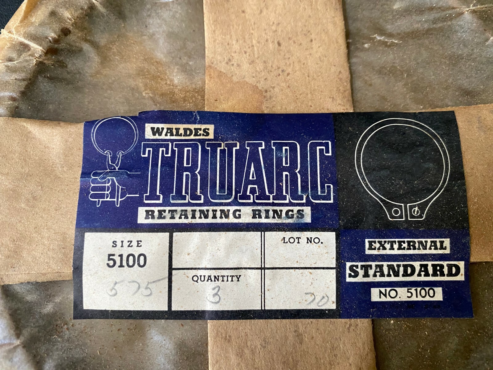 3 Vtg Waldes Truarc 5100 Retaining Rings in Original Packing no. 5100 ...