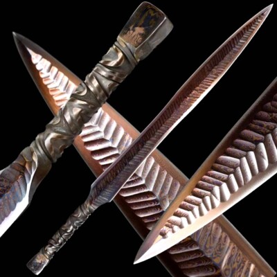One Piece Steel Sword Hammer Pattern Damascus Folded Steel Blade Battle ...