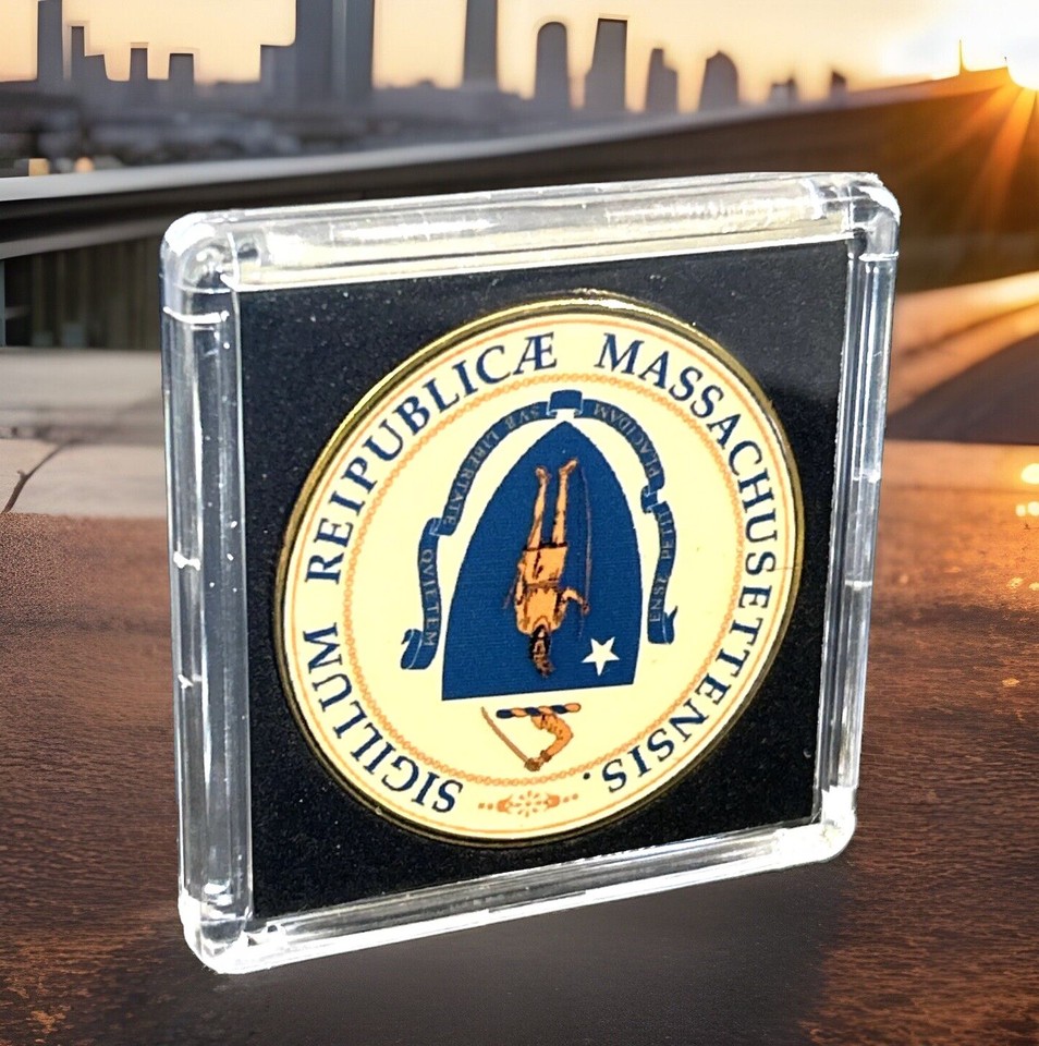 MASSACHUSETTS MA State Seal Colorized Collectible Challenge Coin WITH ...
