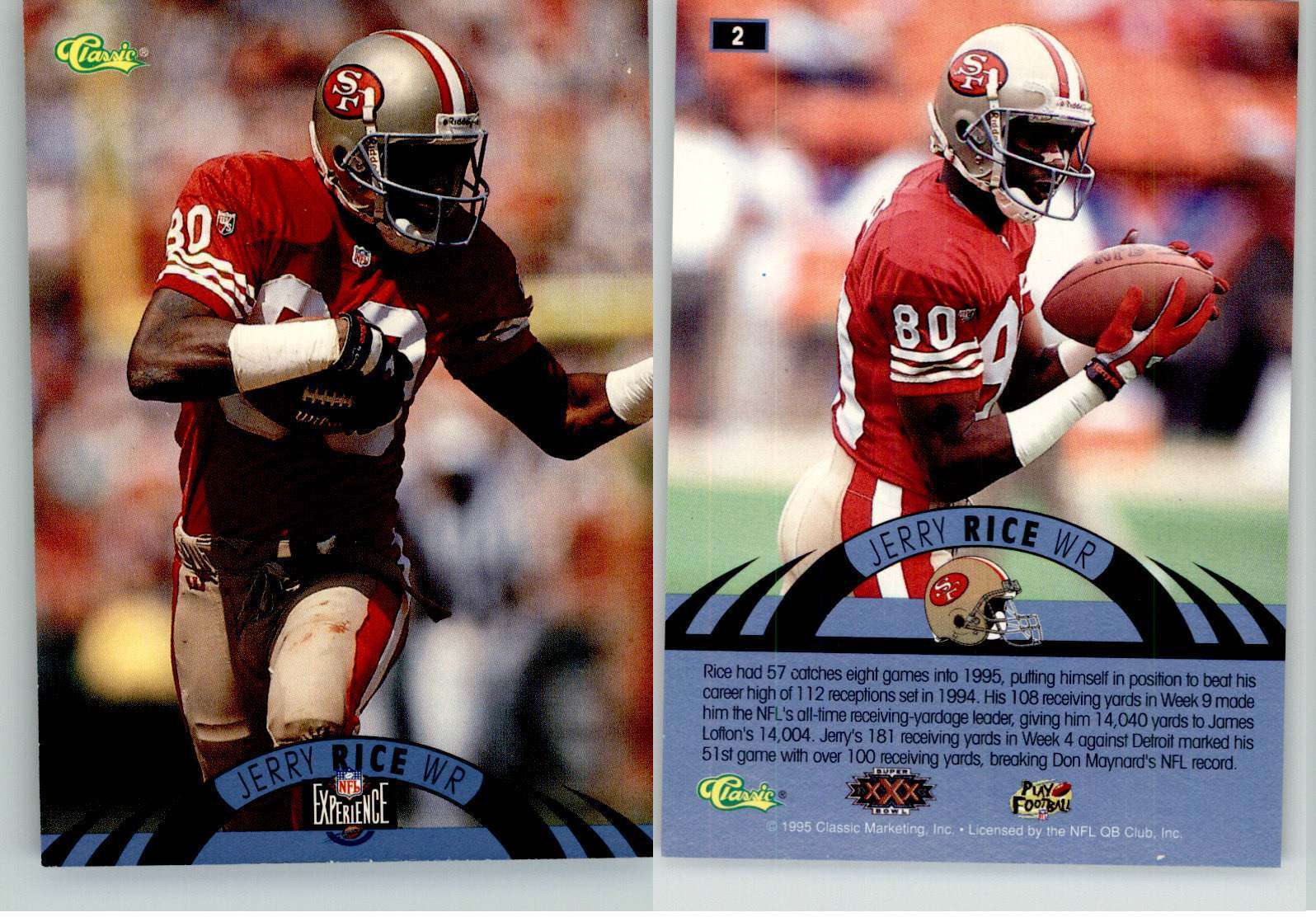 Jerry Rice 1995 Classic NFL Experience #2 49ers HOF | eBay