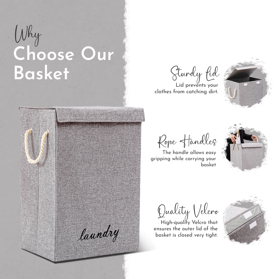 Laundry basket Washing Clothes Storage Hamper Bin Bag W/Outer Lid ...