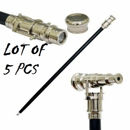 Brass Telescope Handle Walking Stick Lot of 5 Piece Wooden Walking ...