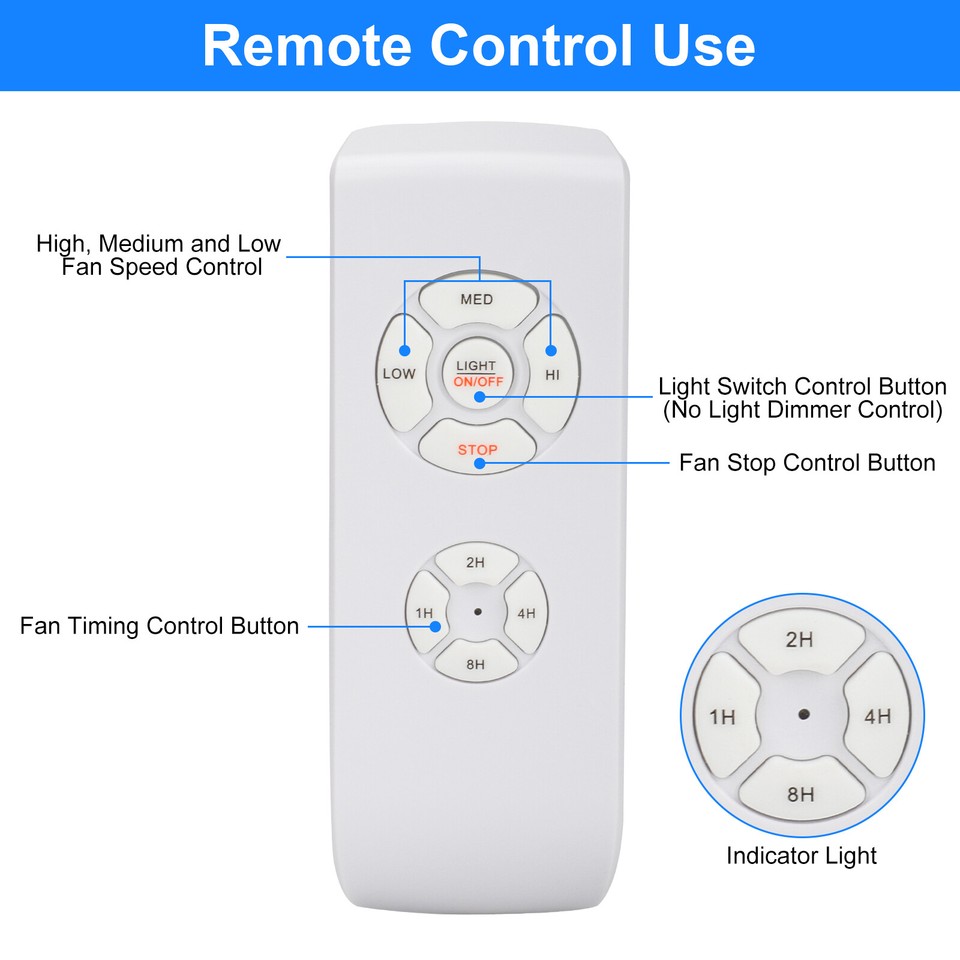 2x Universal Ceiling Fan Lamp Light Wireless Timing Remote Control ...