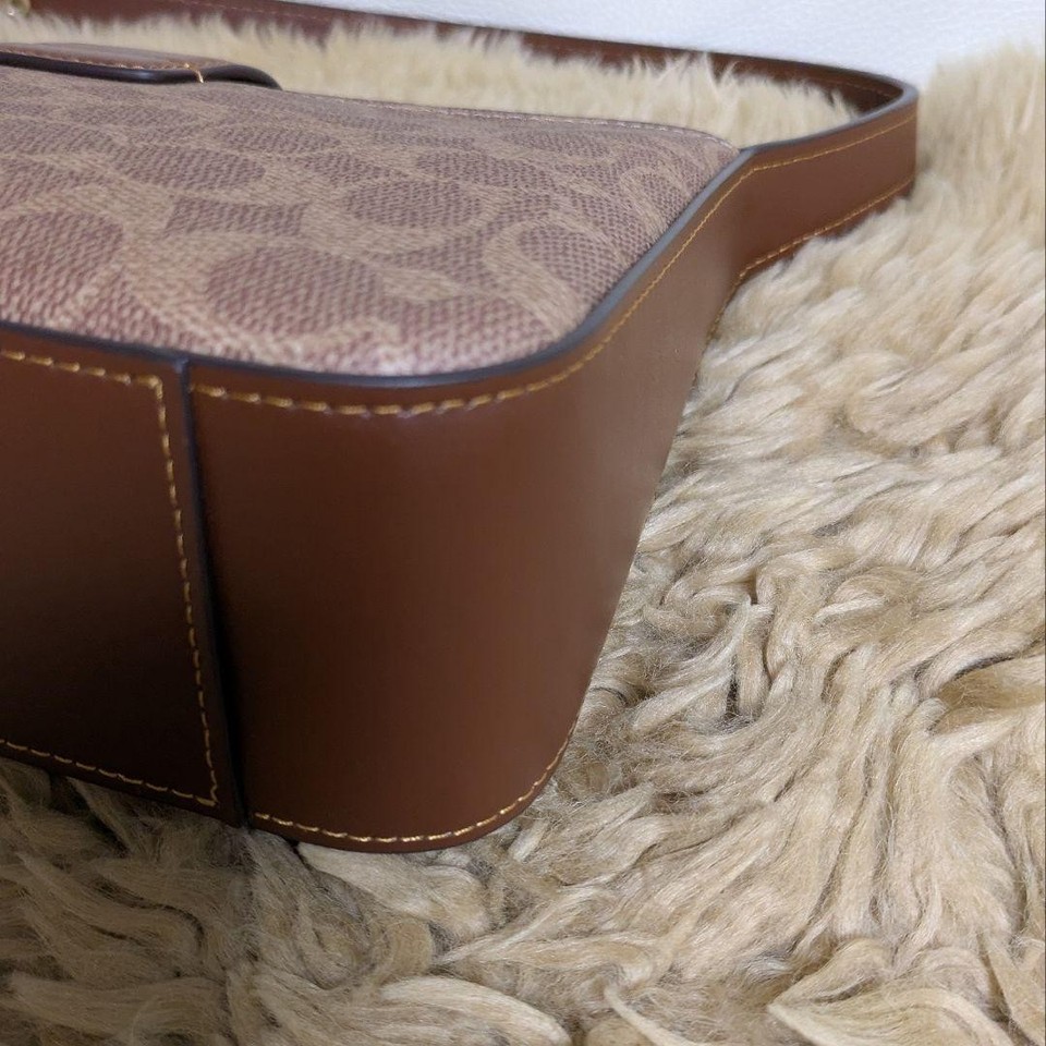 COACH CW008 2way Shoulder Canvas Leather Brown H6.5xW9.6xD2.5 In Used ...