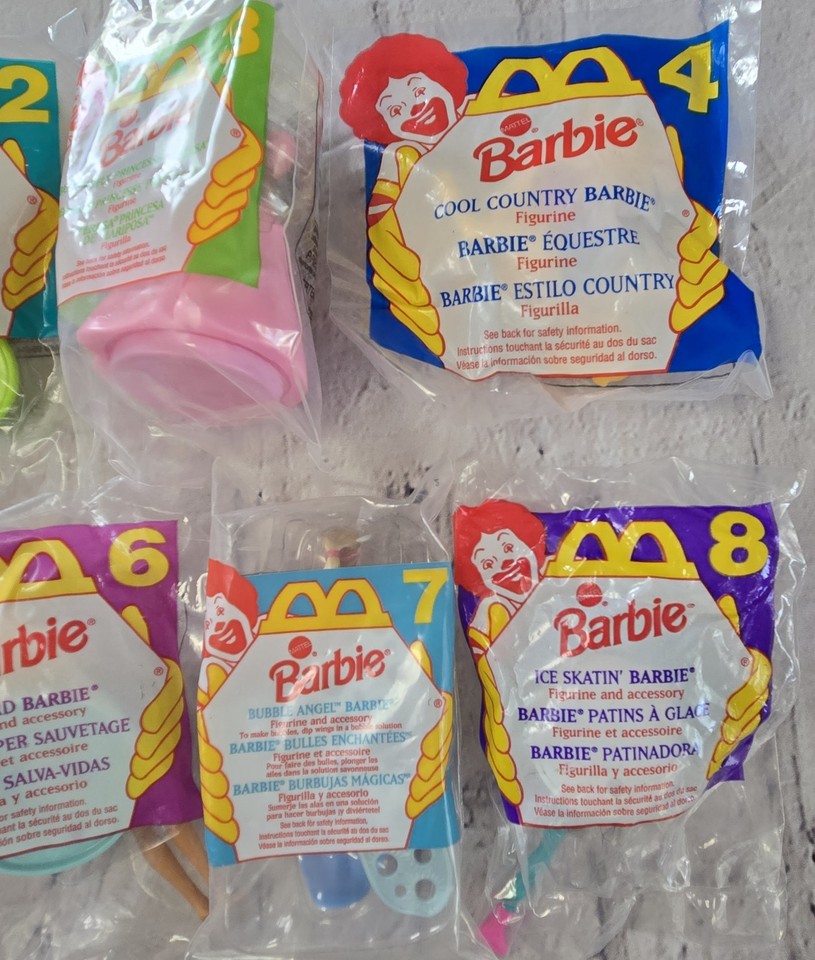 McDonald's 1995 Barbies Set of 8 Vintage Happy Meal Toys Unopened | eBay