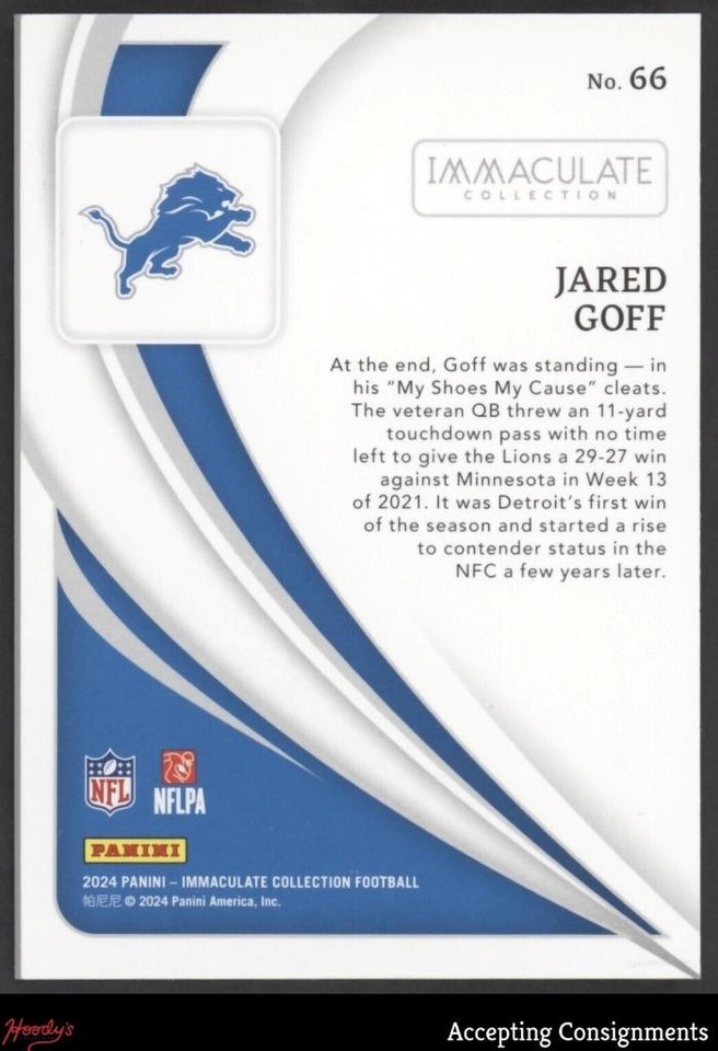 2024 Immaculate Collection Cleat Red #66 Jared Goff 31/65 LIONS | eBay