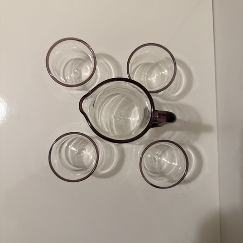 VTG Set of Jug x 4 Glasses by COWDY British Studio Art Glass Signed ...