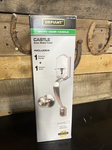 Defiant entry door handle castle satin nickel finish new in box | eBay
