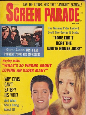 Screen Parade magazine - December 1967, Elvis,Monkees,Rolling Stones ...