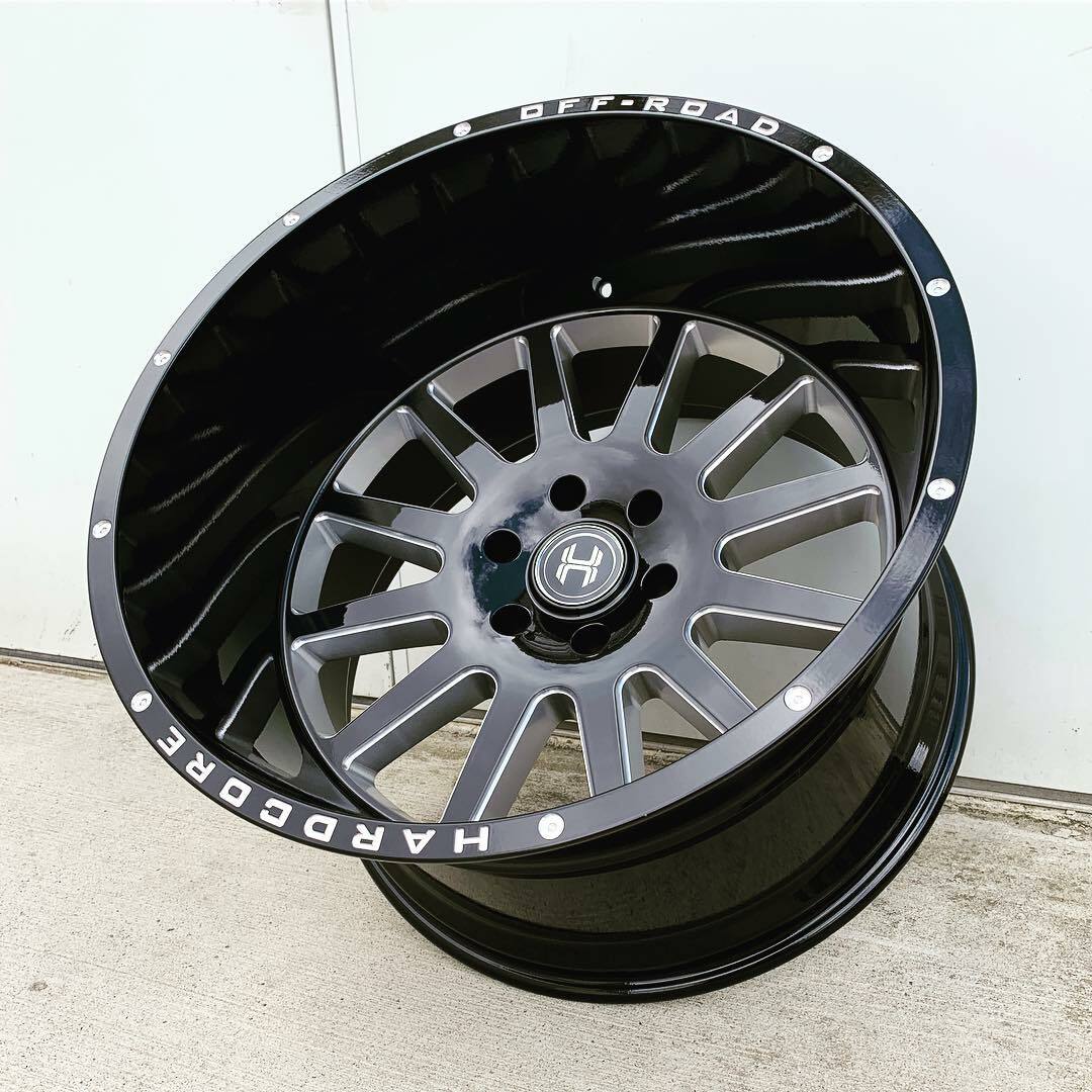 24x14 Black Milled Hardcore OffRoad HC13 Rims Wheels 6x139.7 26 inch 12 ...
