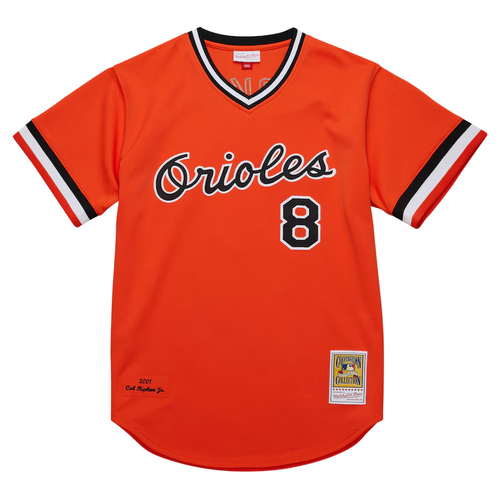 NWT Men #8 Cal Ripken Jr. Orange 2001 Authentic Throwback Jersey ...