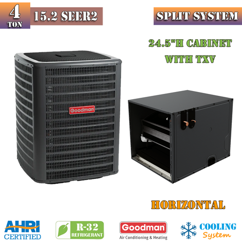 R32 Goodman 4 Ton AC Split & Coil System 15.2 SEER2 24.5"H Cabinet ...