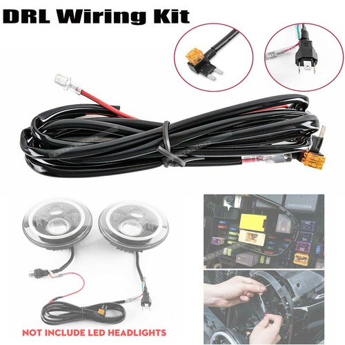 DRL Wiring Harness Kit Halo Ring LED Headlight Daytime Running Light ...