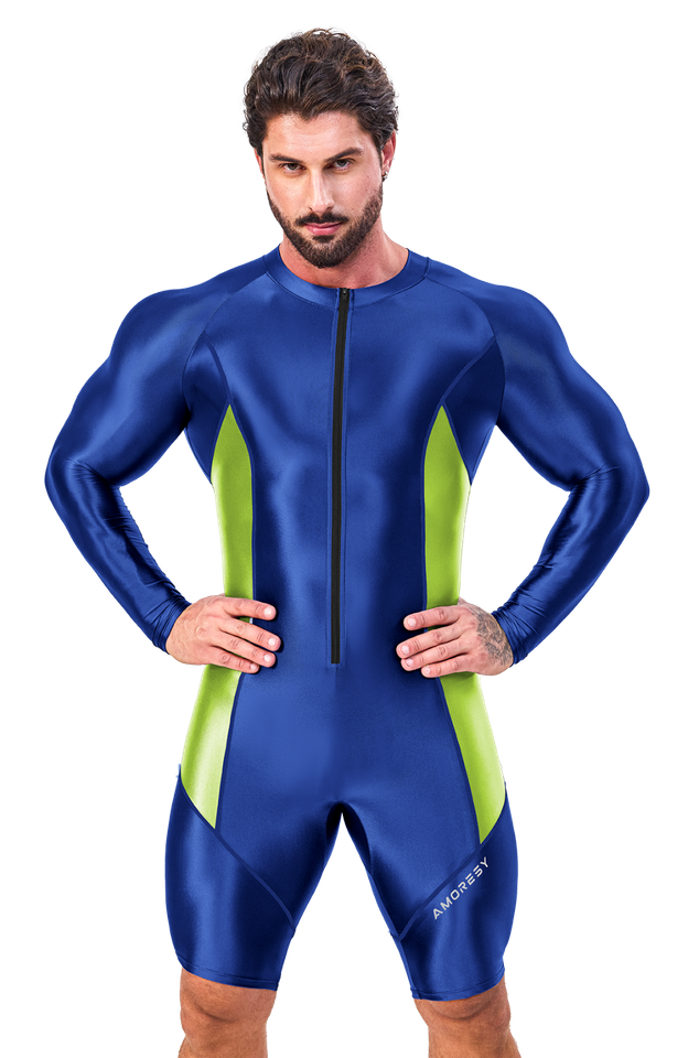 AMORESY Men Shiny Glossy Tracksuits Jumpsuits Oil Bodysuit Tights ...