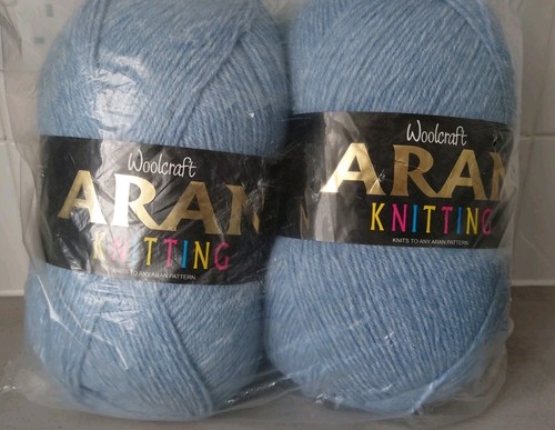 Woolcraft Aran Knitting Yarn 400g 75% Acrylic, 25% New Wool, Shade Blue ...