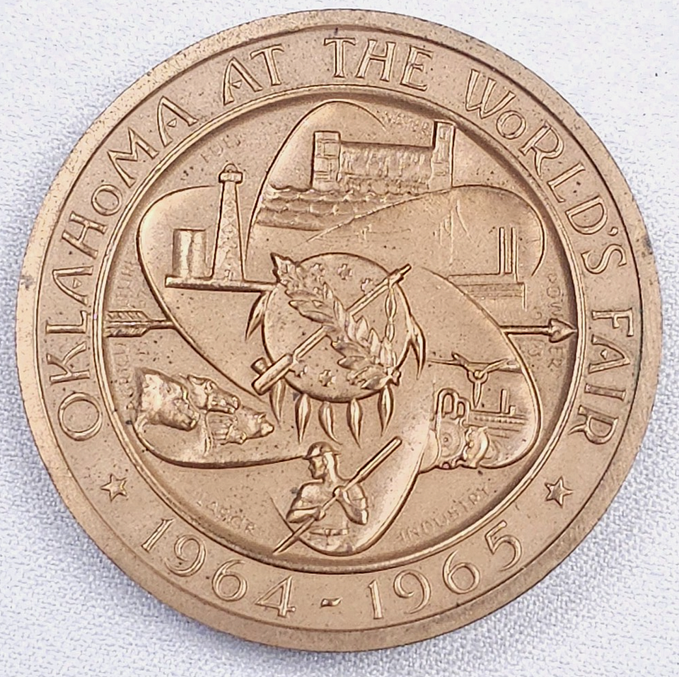 Vintage New York World's Fair Coin Oklahoma 1964-1965 Medal Token Brass ...