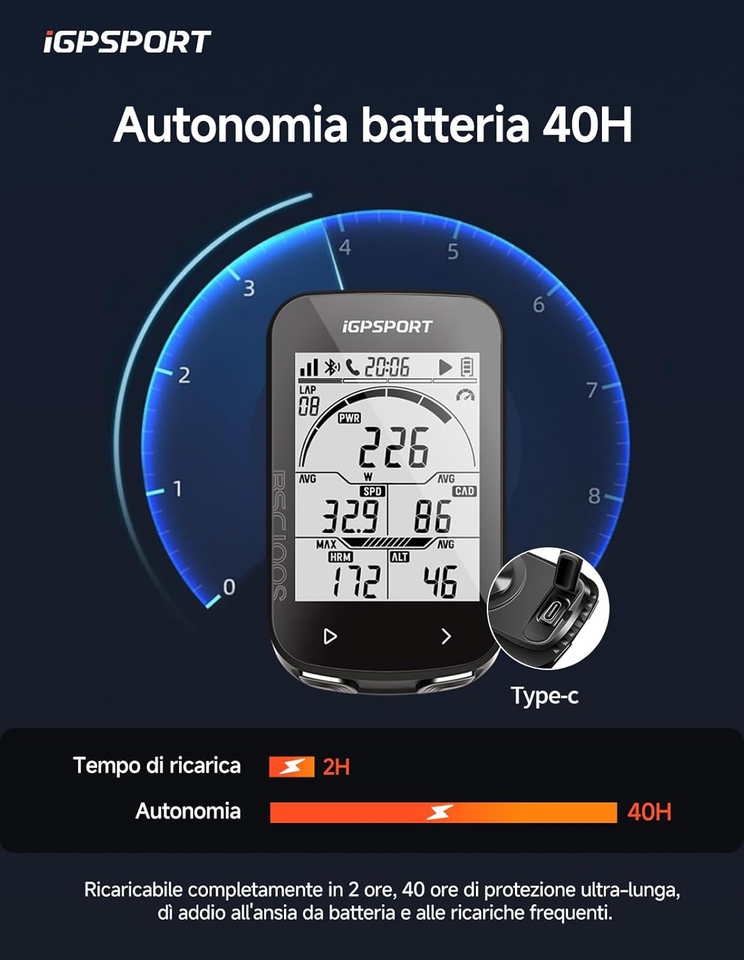 BSC100S Ciclocomputer GPS Compatibile Contachilometri Bici Senza Fili ...
