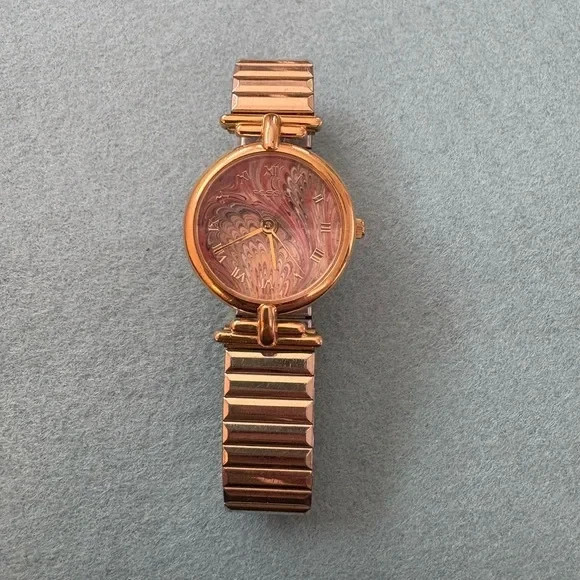 1990’s Vintage Fossil Gold Stainless Watch with Pink … - Gem