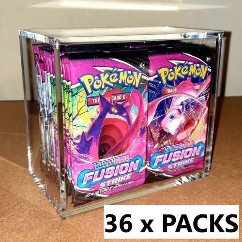 [36 Packs] Fusion Strike Booster Packs + Acrylic Box Case Pokemon Card ...