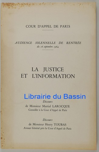 La justice et l'information Martial Larocque Henry Toubas 1965 | eBay