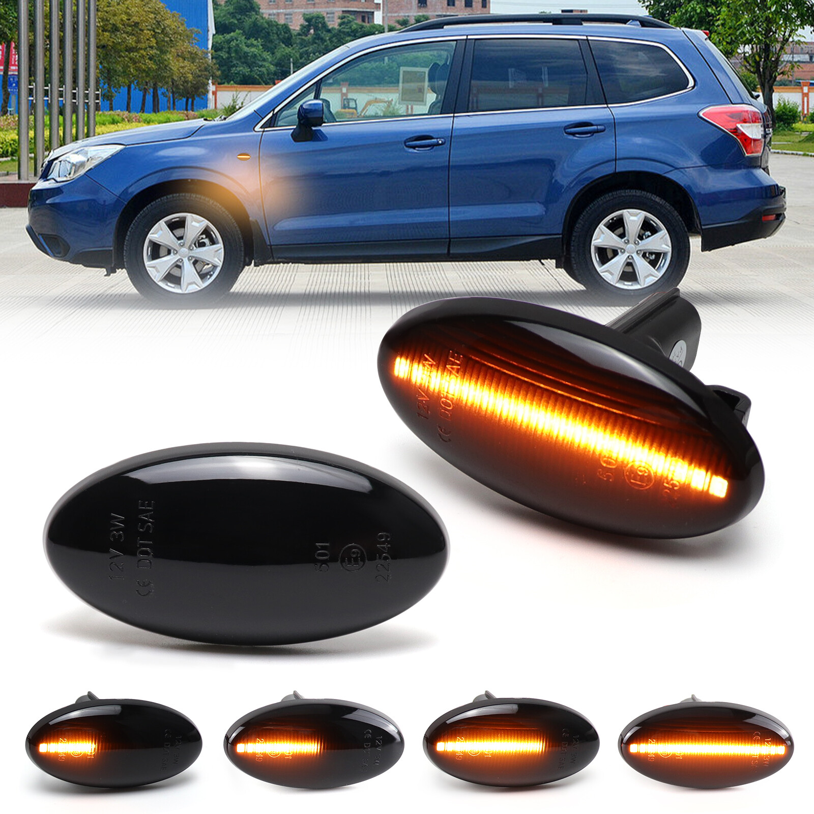 For Subaru Forester Impreza 08-19 Dynamic Smoke LED Side Marker Blinker ...