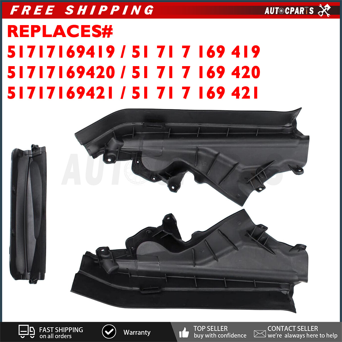 3x For BMW X5 X6 E70 E71 Engine Upper Compartment Partition Bulkhead ...