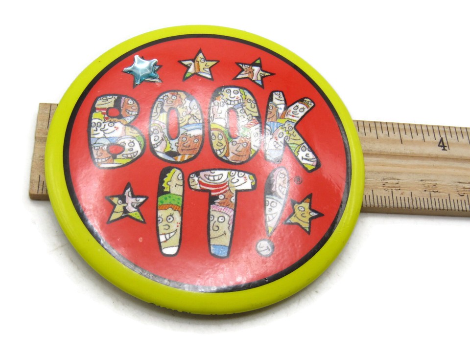 Book It! Red & Yellow Graphics Button 1992 Pizza Hut Inc | eBay UK