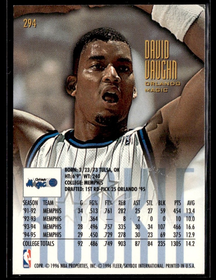 1995-96 Ultra David Vaughn Rookie Orlando Magic #294 | eBay