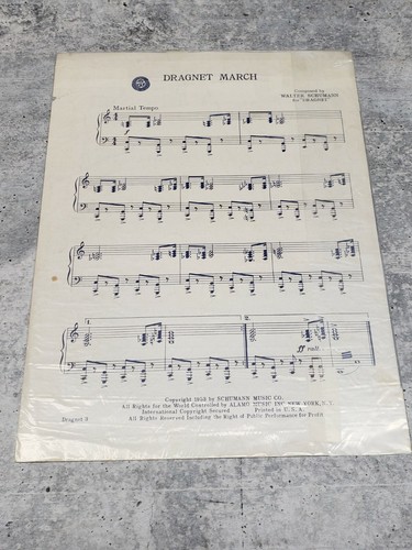 1953 "DRAGNET" TV & RADIO SHEET MUSIC - THEME SONG - JACK WEBB ...