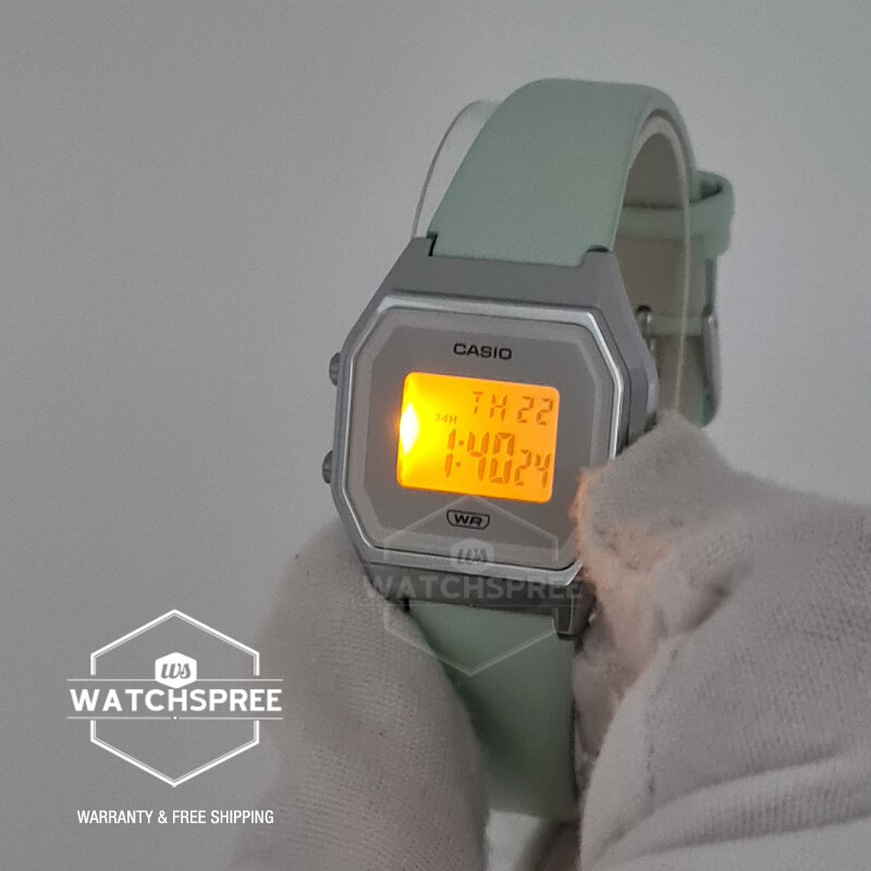 Casio Ladies Standard Digital Mint Green Leather Strap Watch LA680WEL ...