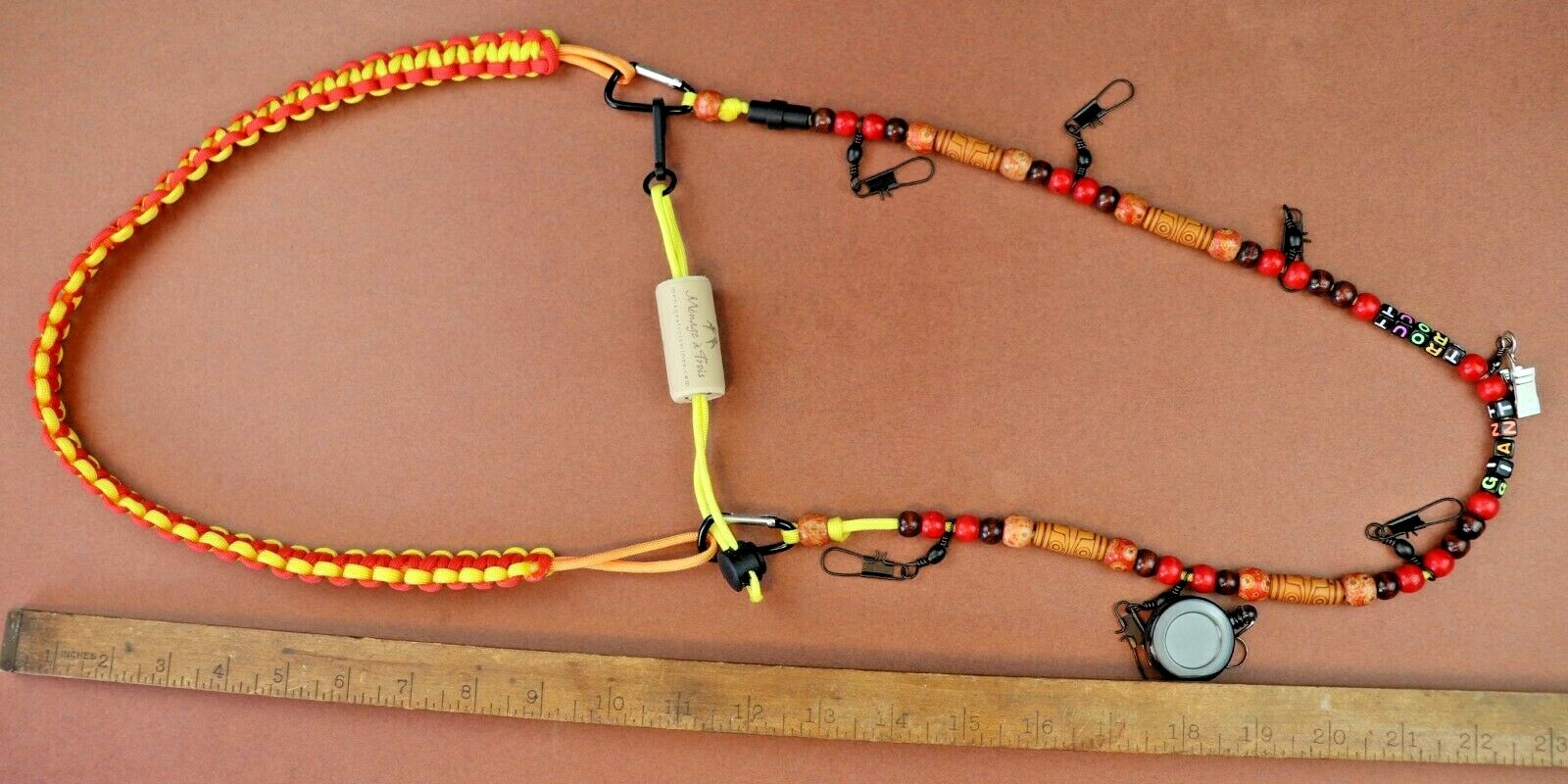 GIANT TROUT * Fly Fishing Lanyard w/ Tippet Holder, Zinger, etc. * Hand ...
