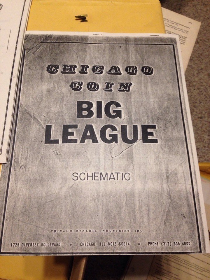 Chicago Coin Big League Baseball Game Schematic Parts Pinball Manual On ...