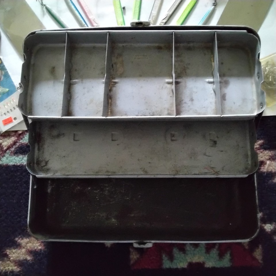 Vintage Metal Tackle Box Full of Fishing gear | eBay