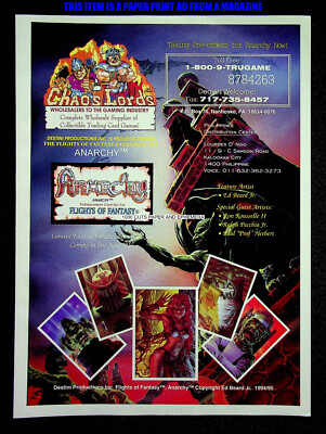Flights of Fantasy Anarchy Card Game Destini Prod 1995 Print Magazine ...