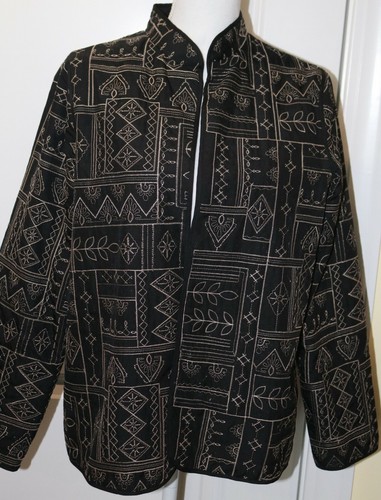 Jacket Coat Size 10 Alfred Dunner Liner Black Tan Stitching Lined Open ...