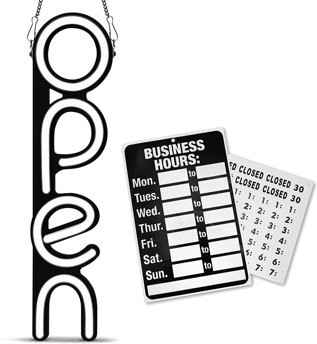 Vertical Neon Open Signs