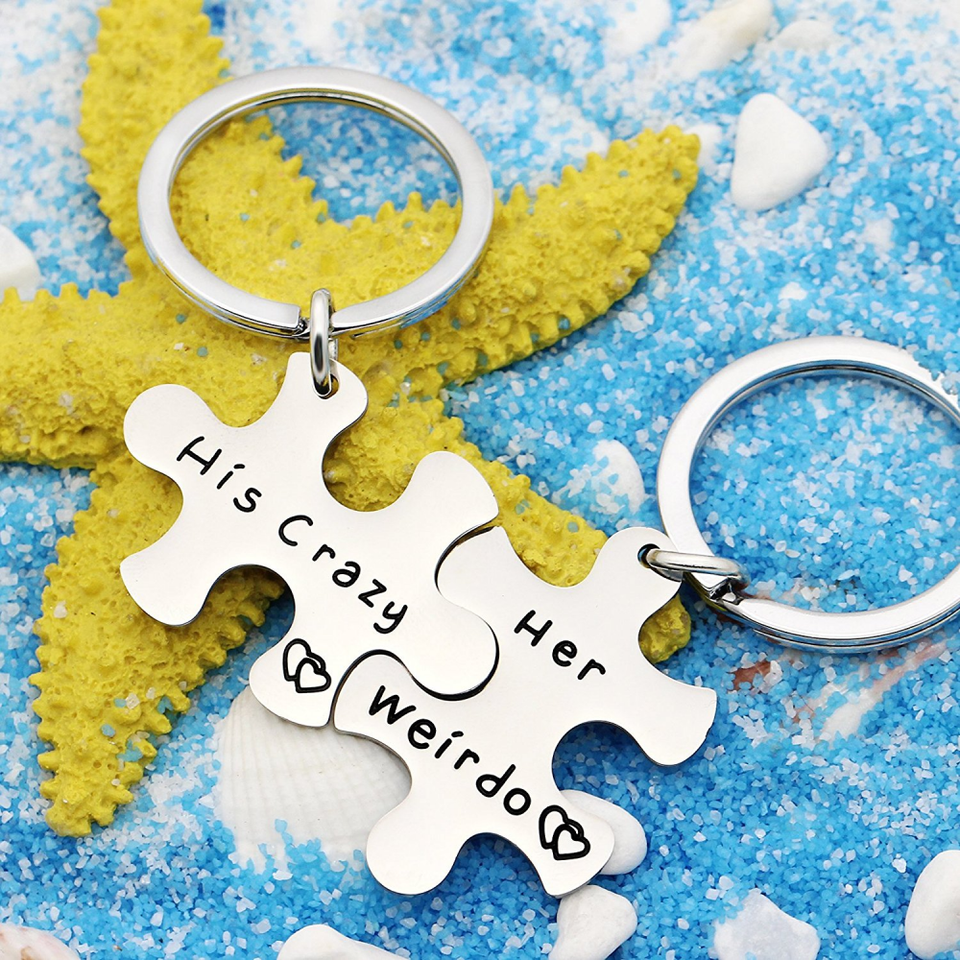 Stainless Steel Key Chain Set Puzzle Couple Best Friends Boyfriend ...