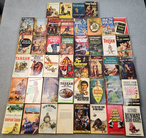 Vintage Paperback Book Lot of 44 Action Adventure Fantasy Mixed Authors ...