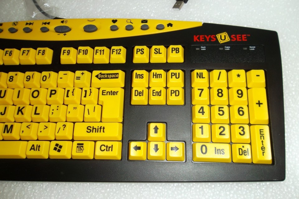 AbleNet Keys U See Large Print Multimedia USB Keyboard Wired QWERTY YKB ...
