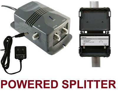 HD TV ANTENNA POWERED SPLITTER + AMPLIFIER - SIGNAL BOOSTER AMP GAIN 18 ...