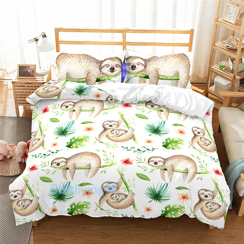 Sloth Single/Double/Queen/King Size Bed Quilt/Doona/Duvet Cover Set ...