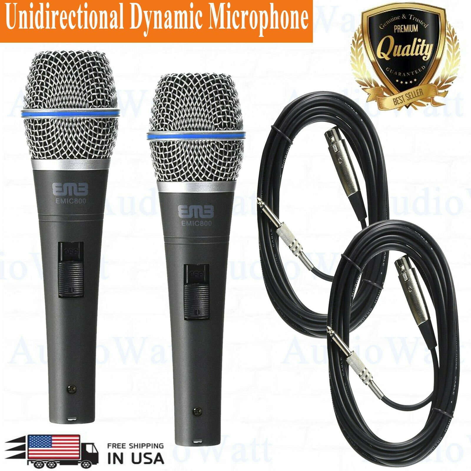 2X Professional Wired Dynamic Vocal Studio Microphone HandHeld Mic with ...