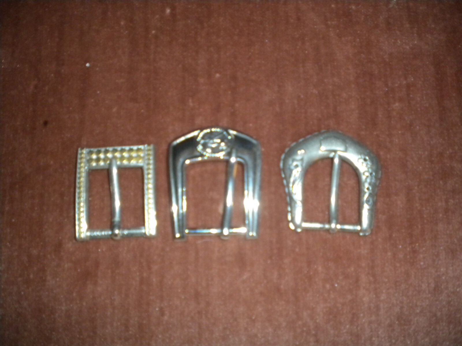LOTS OF 3 REGULAR BUCKLE FOR 1 IN WIDE BELT 3 DIFERENT SILVER BUCKLES ...