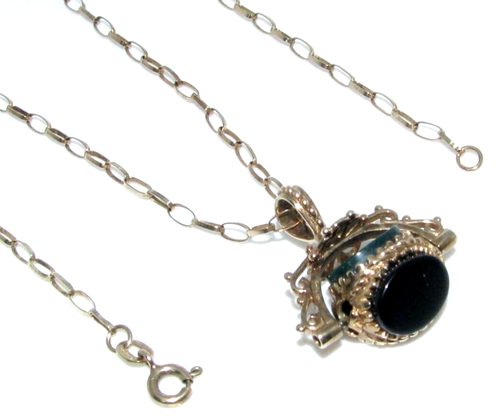 Ladies women's 9ct 9carat yellow gold chain & spinning fob pendant | eBay