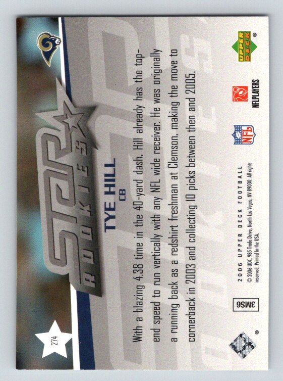 2006 Upper Deck - Star Rookie Exclusive RC #274 Tye Hill | eBay