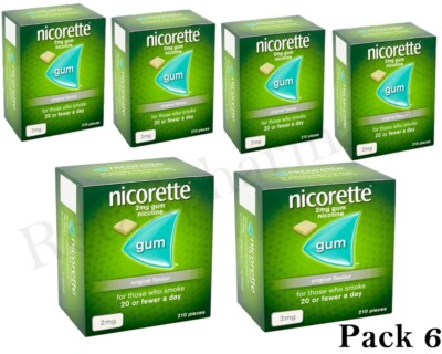 Nicorette Chewing Gum Original 2mg Quantity 210 x 6 Boxes Expiry-2027 ...